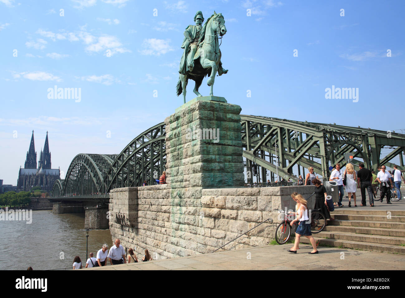 hohenzollern bridge with statue of wilhelm I sculpted by friedrich ...