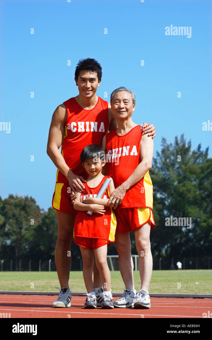 three generations of chinese athlete Stock Photo - Alamy