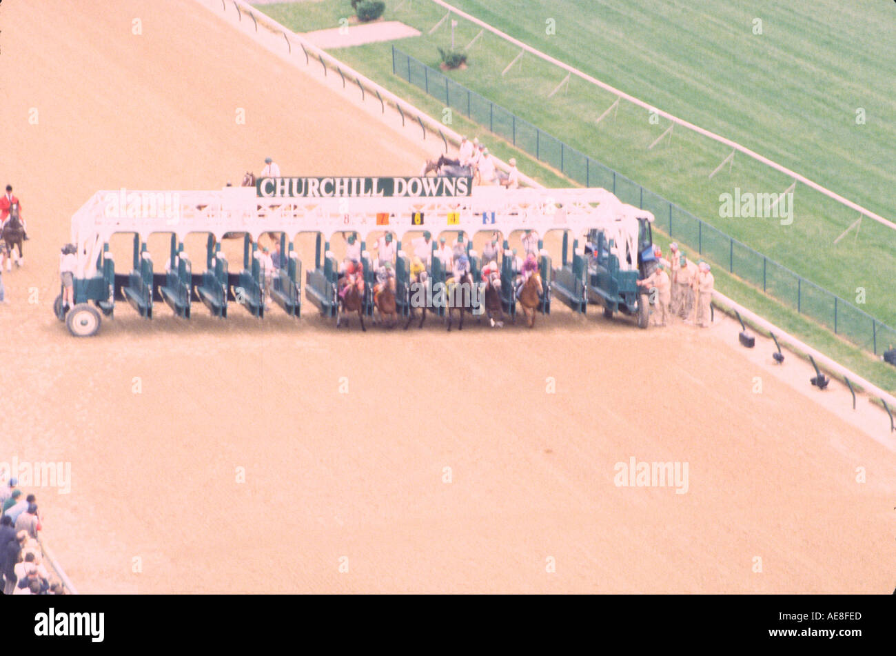 top view of start of a horse race Stock Photo - Alamy