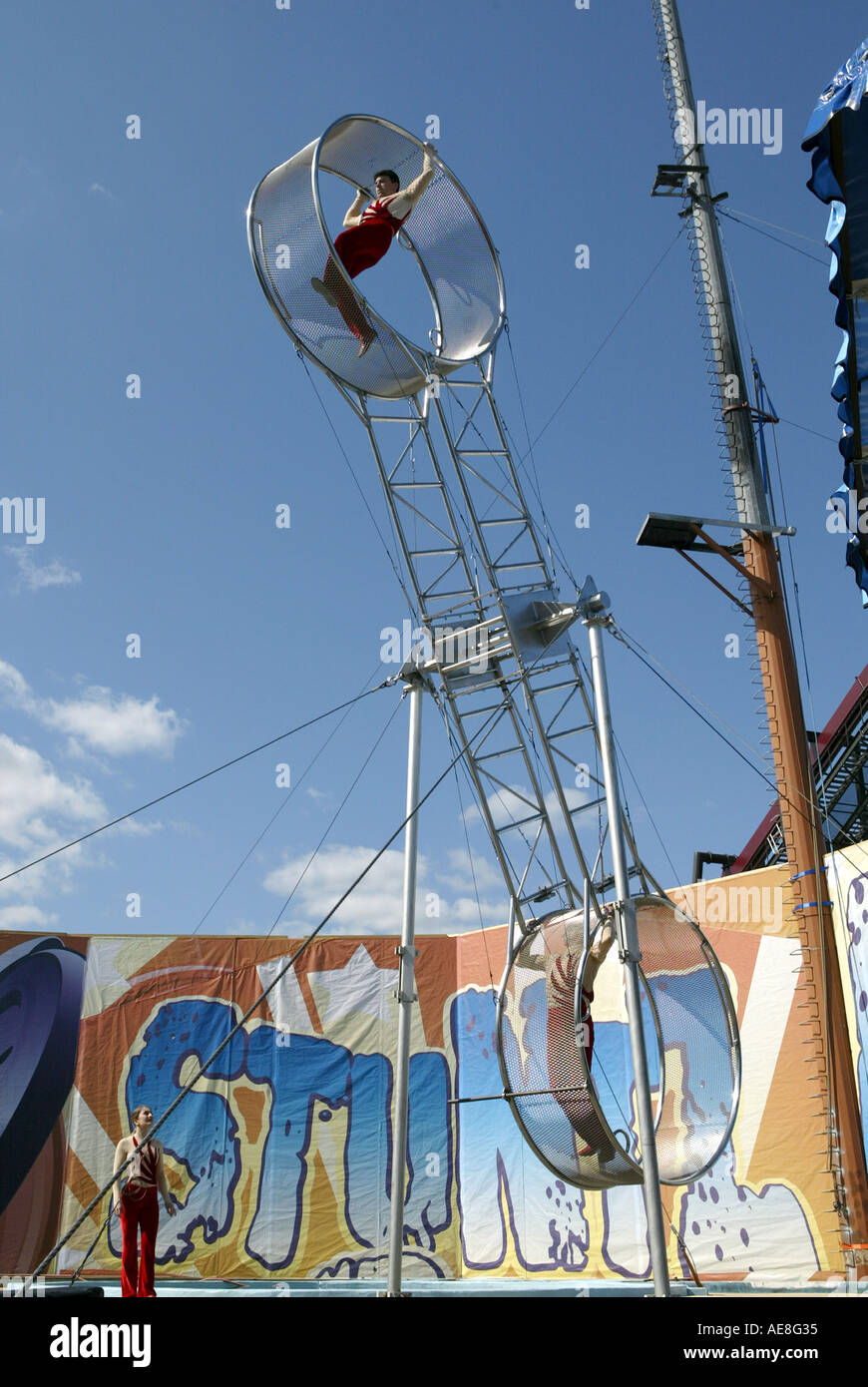 Wheel of Death circus stunt Stock Photo - Alamy