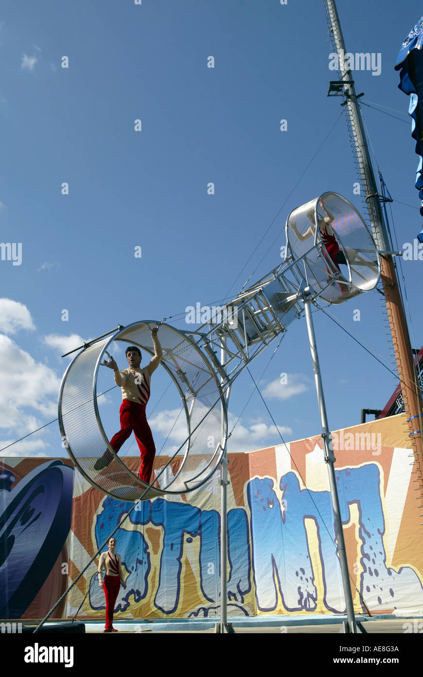 Wheel of Death circus stunt Stock Photo - Alamy