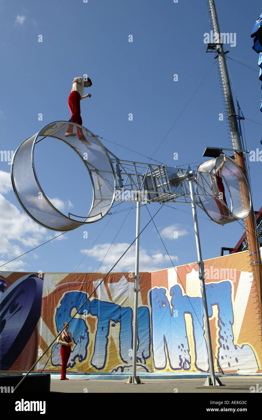 Wheel of Death circus stunt Stock Photo - Alamy