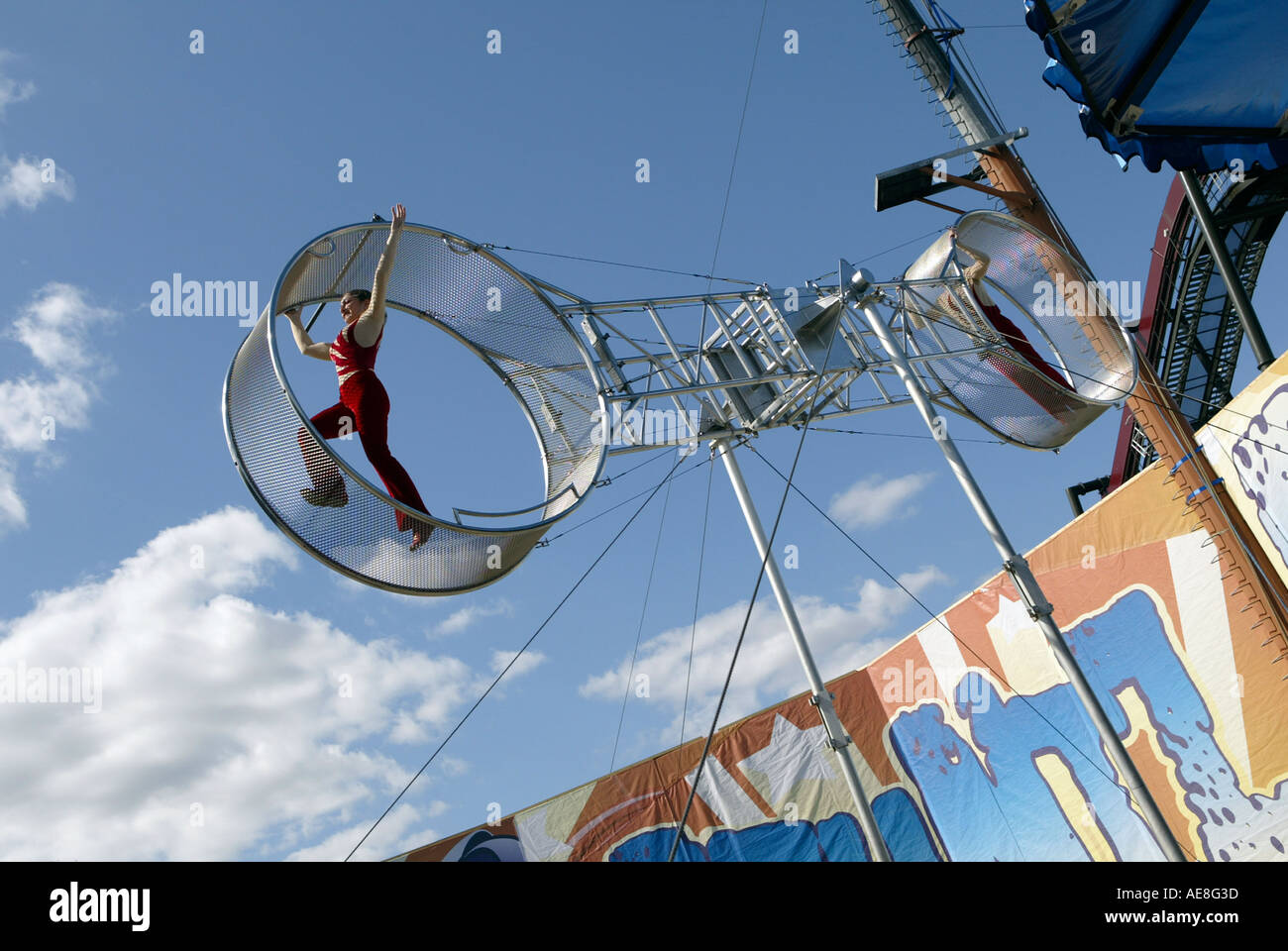 Wheel of Death circus stunt Stock Photo - Alamy