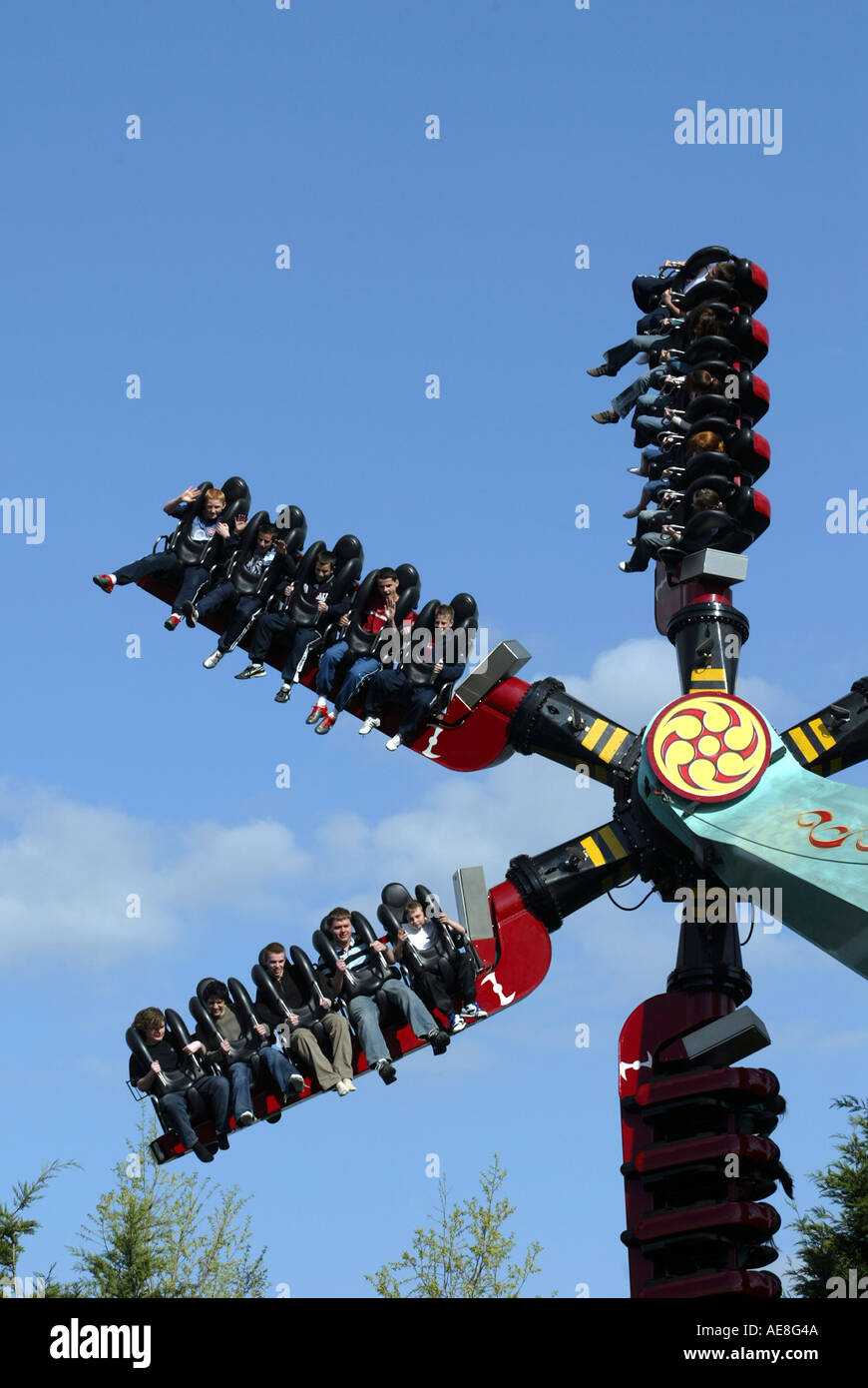 Samurai ride attraction at Thorpe Park, Surrey, United Kingdom Stock ...
