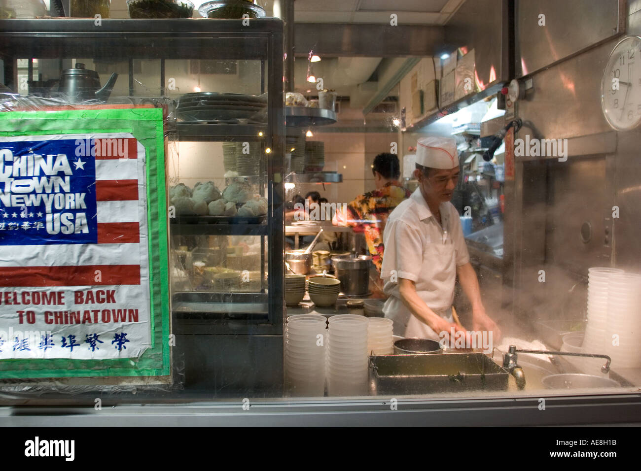 cook at a chinese restaurant China Town Manhattan New York USA Stock ...