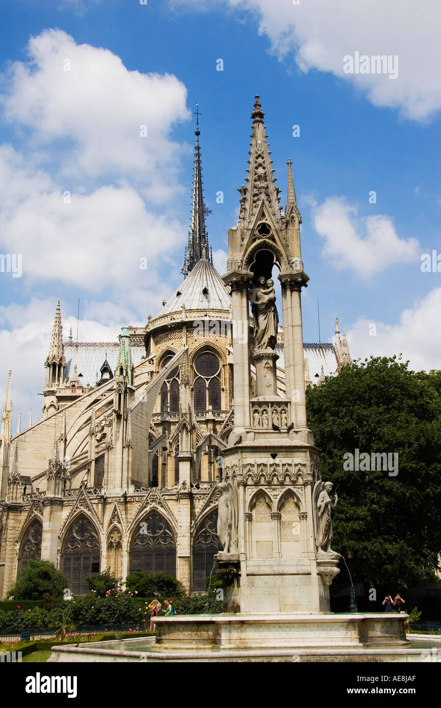 View of back side of Notre Dame Cathedral Paris France Stock Photo - Alamy