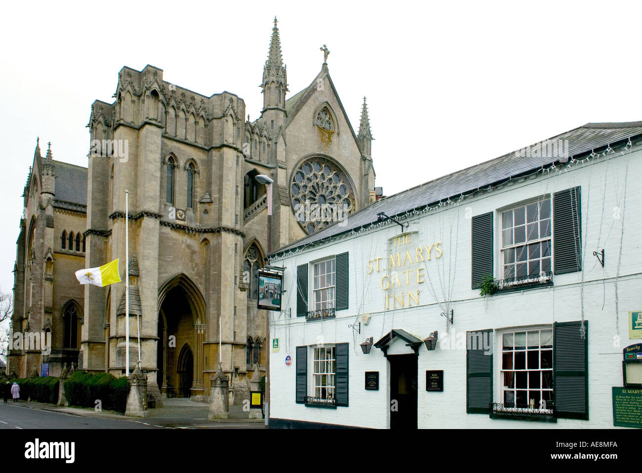 church and inn Stock Photo - Alamy