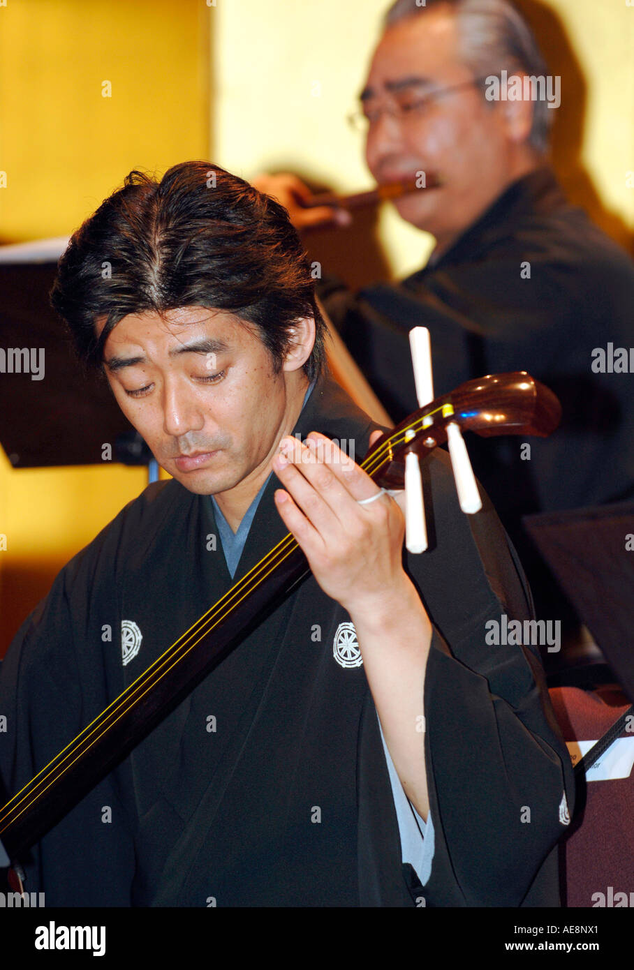 Oriental ensemble - members of a Japanese orchestra playing musical ...