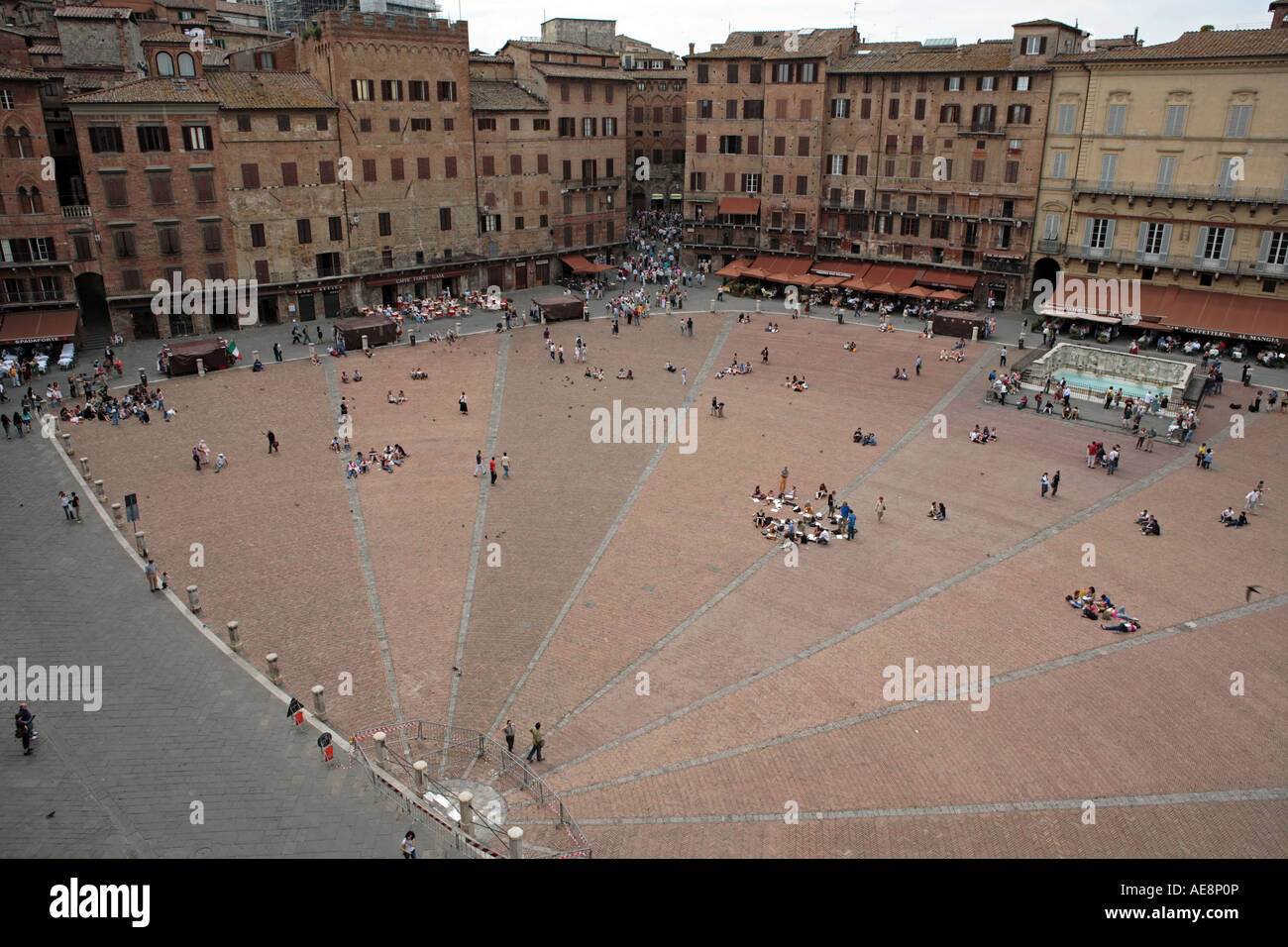 Piazza del Campo surrounding buildings and streets taken from Clock ...