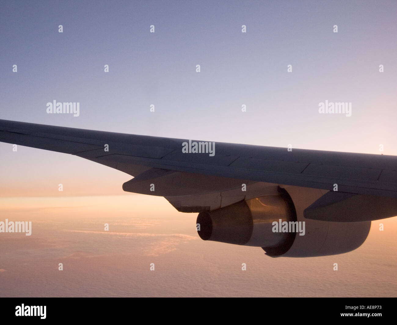 Airplane Wing In Flight Stock Photo - Alamy