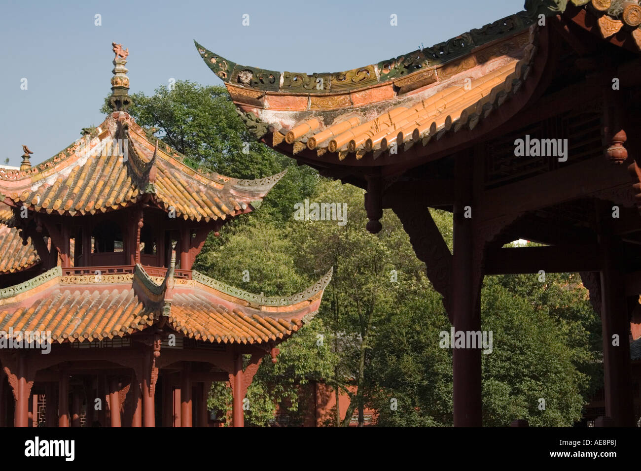 Old traditions flying eaves of pagodas in the grounds of a Confucian ...