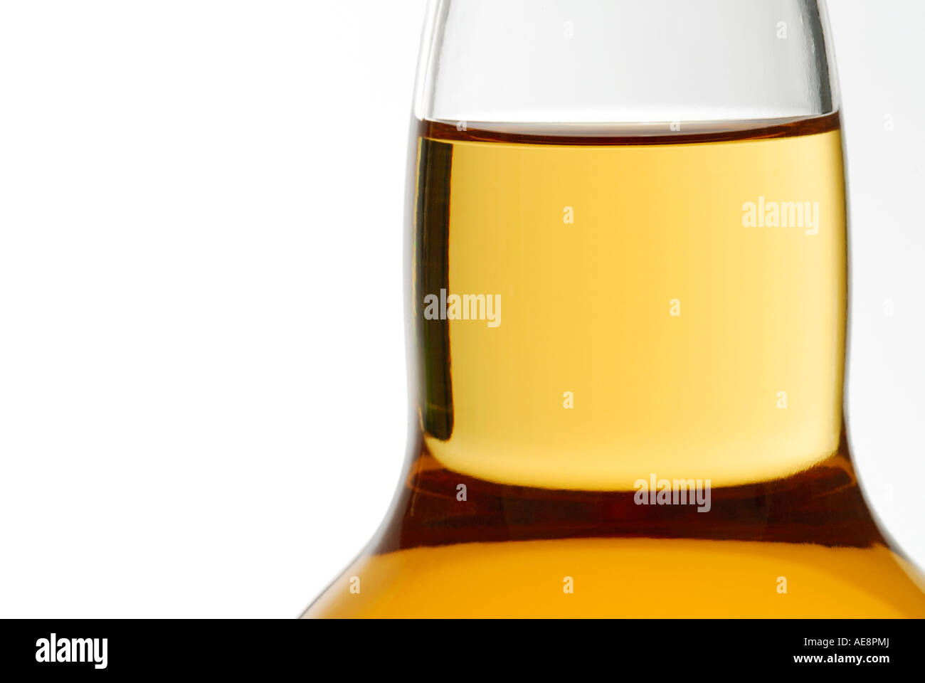 glass whisky bottle neck on white background Stock Photo - Alamy