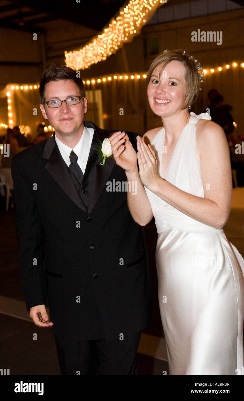 Bride and groom inside at their wedding reception Stock Photo - Alamy