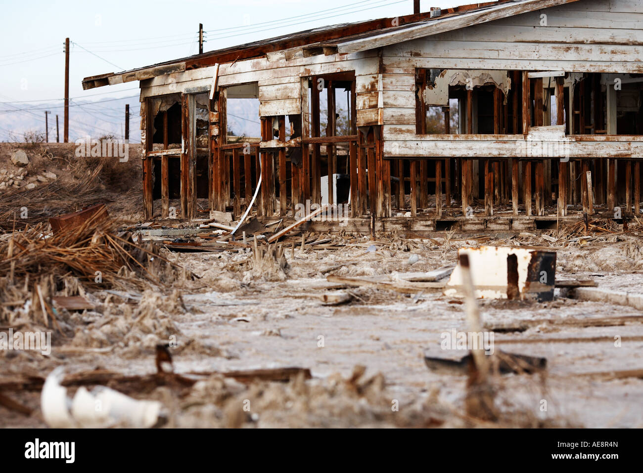 Rotted Wooden House at Bombay Beach Salton Sea California USA Stock ...