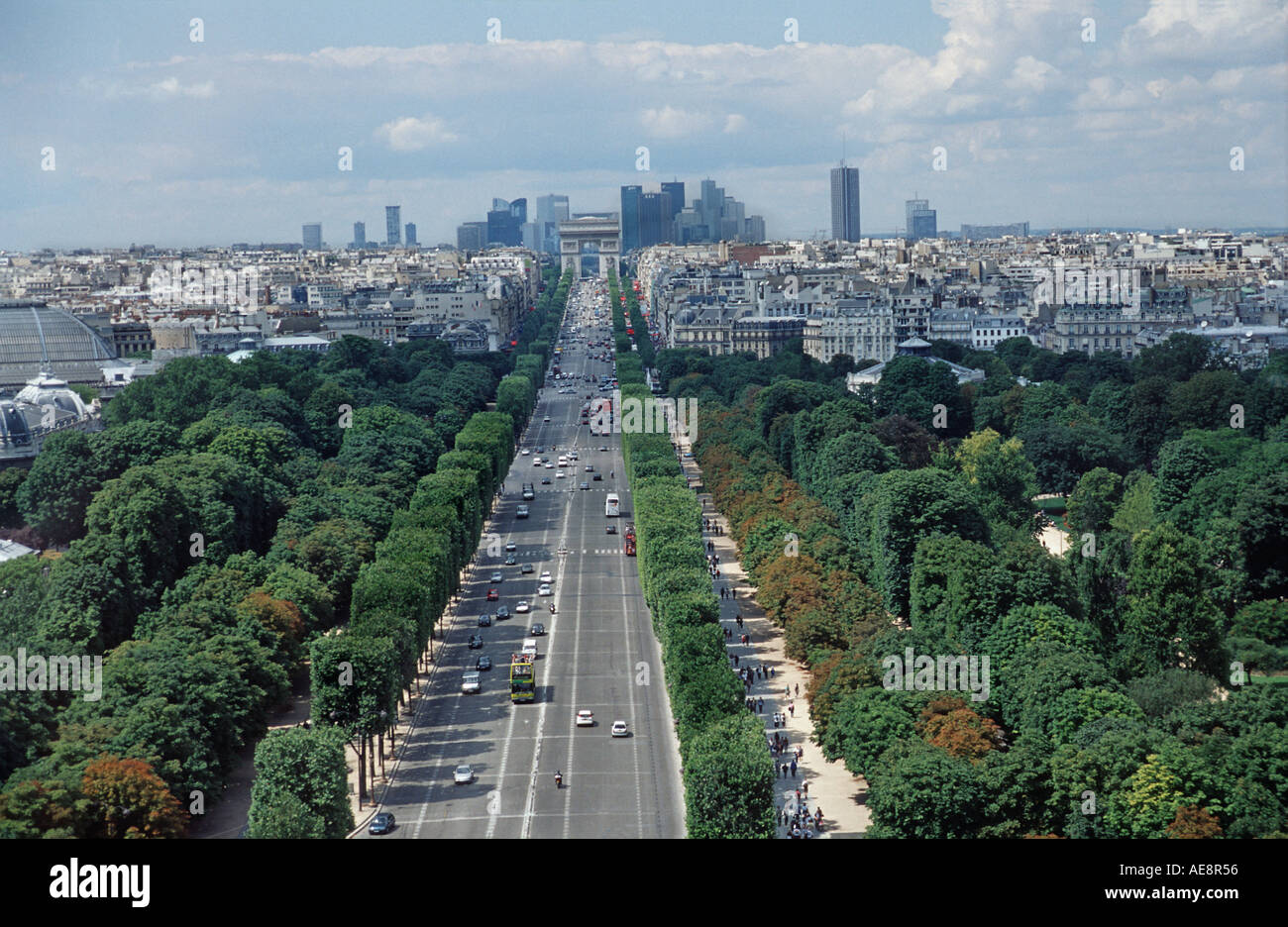 View Towards The The Arc De Triomphe Up The Champs Elysees Paris France