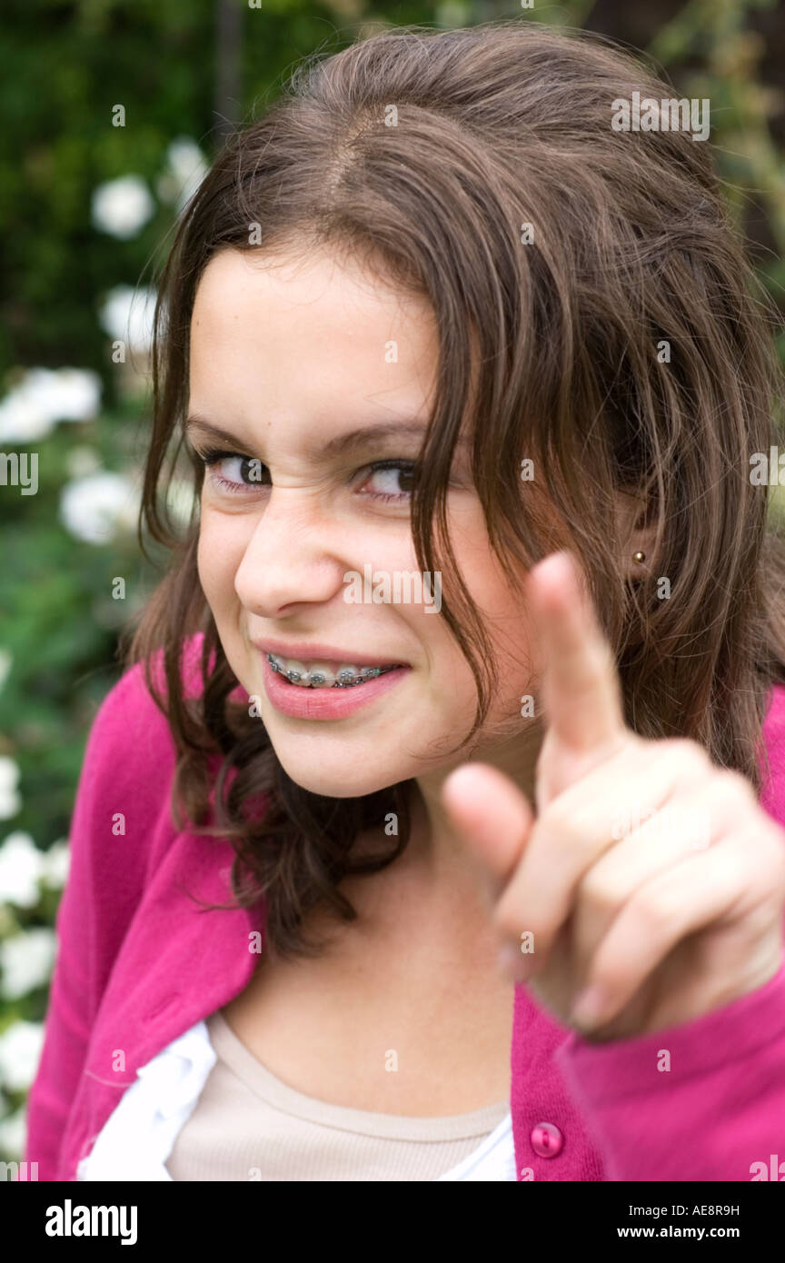 Girl finger wag hi-res stock photography and images - Alamy