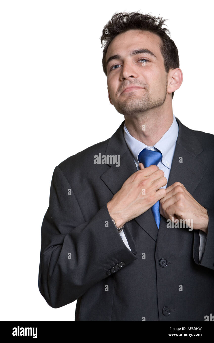 Man fixing tie Stock Photo - Alamy