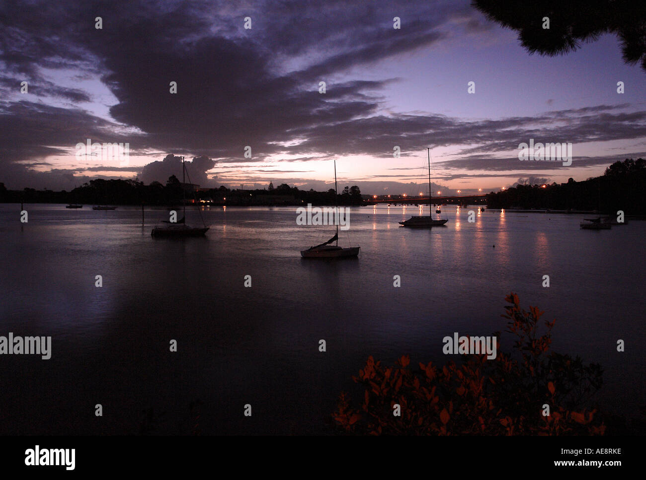 Sunset over Upper Waitemata harbour, Auckland New Zealand Stock Photo ...