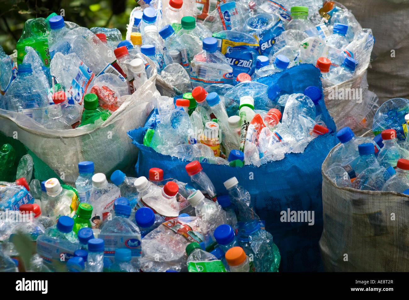 Bags of Crushed Plastic Bottles to be Recycled Huangshan Mountains ...