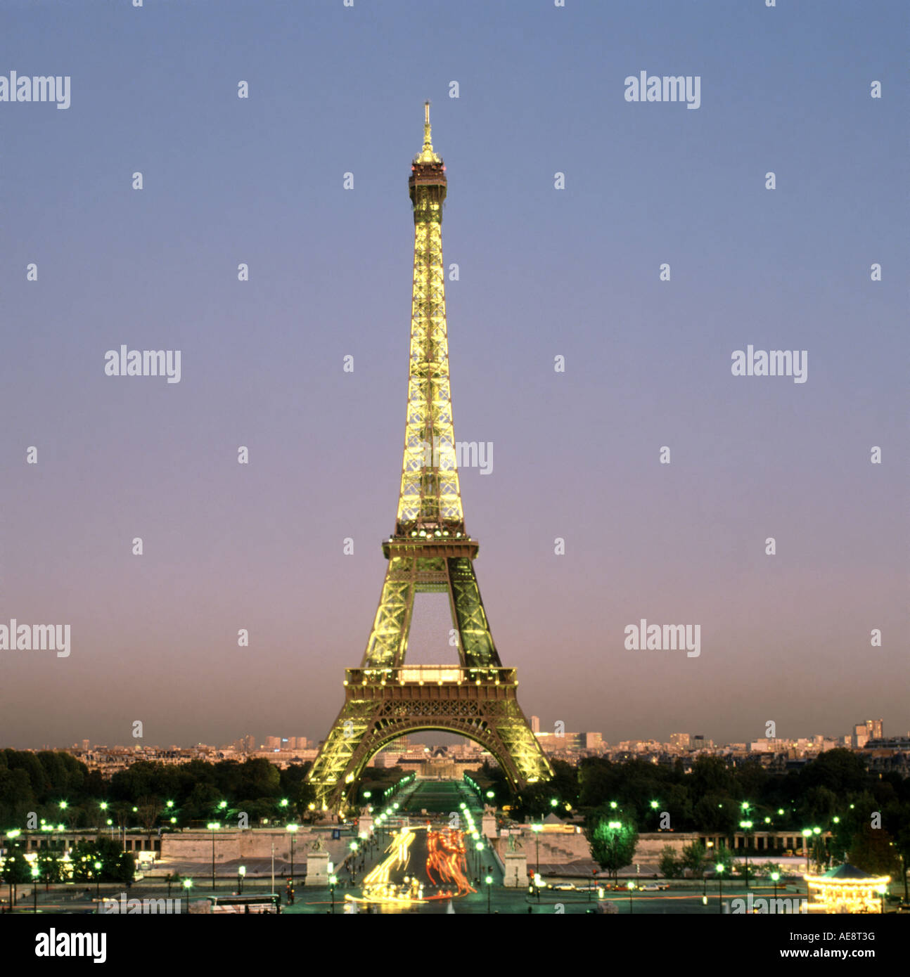 Paris tourist attraction the famous iconic wrought iron Eiffel Tower ...