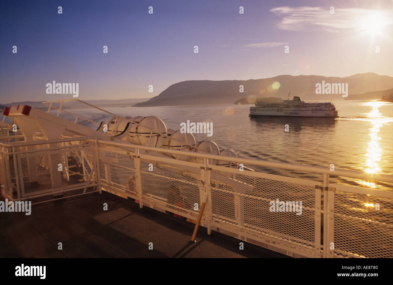 BC Ferries passing in Active Pass Georgia Strait British Columbia ...