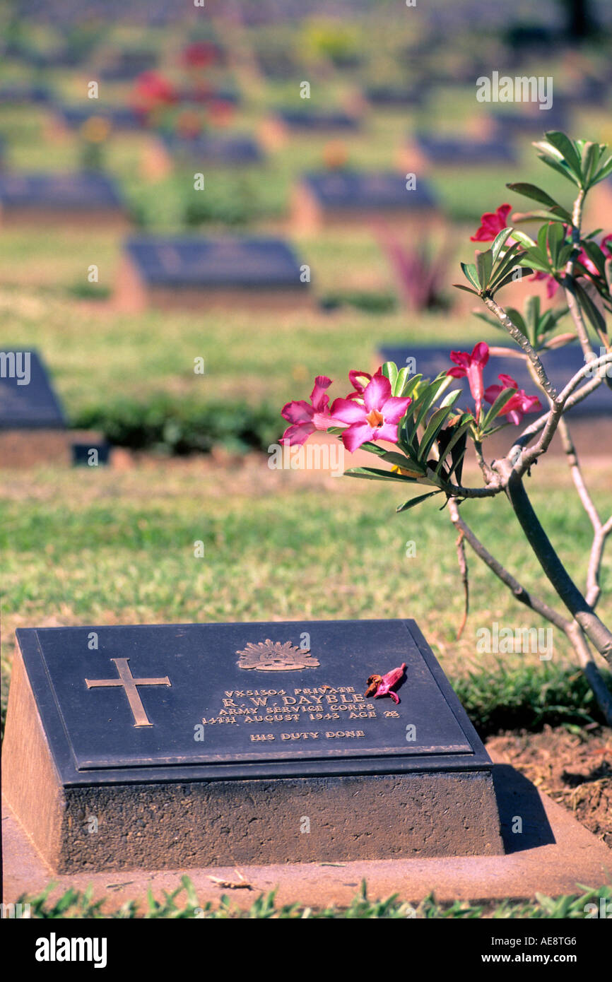 Headstone at cemetery Bridge on the River Kwai Thailand Stock Photo - Alamy