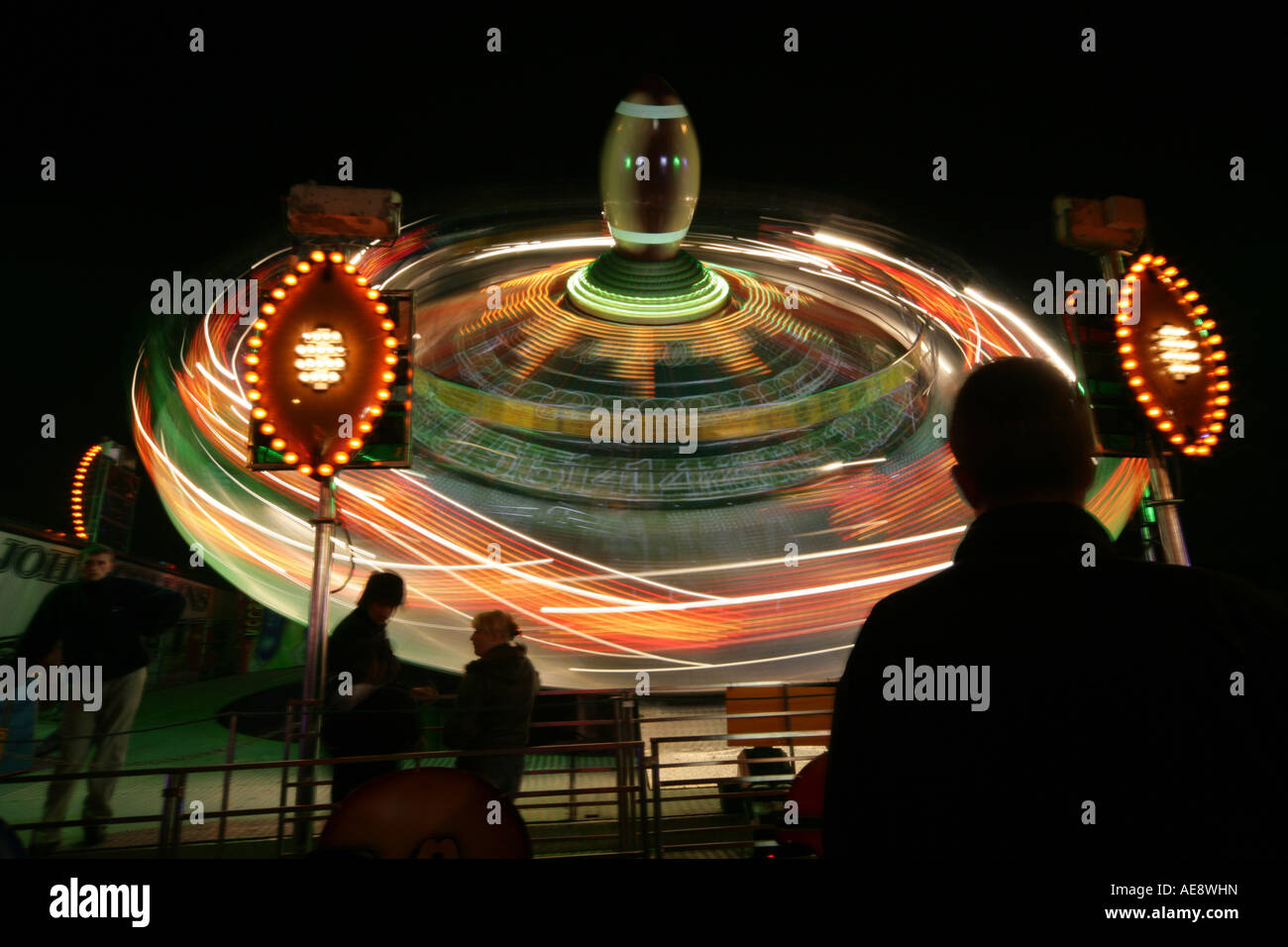 Fair ride spinning in action at Goose Fair, Nottingham Stock Photo - Alamy