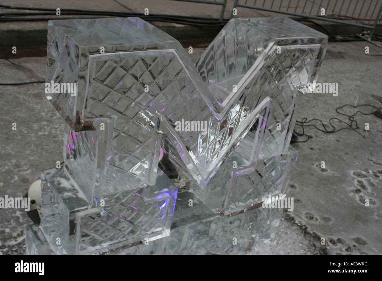 An ice sculpture of the University of Michigan's "M Stock Photo - Alamy