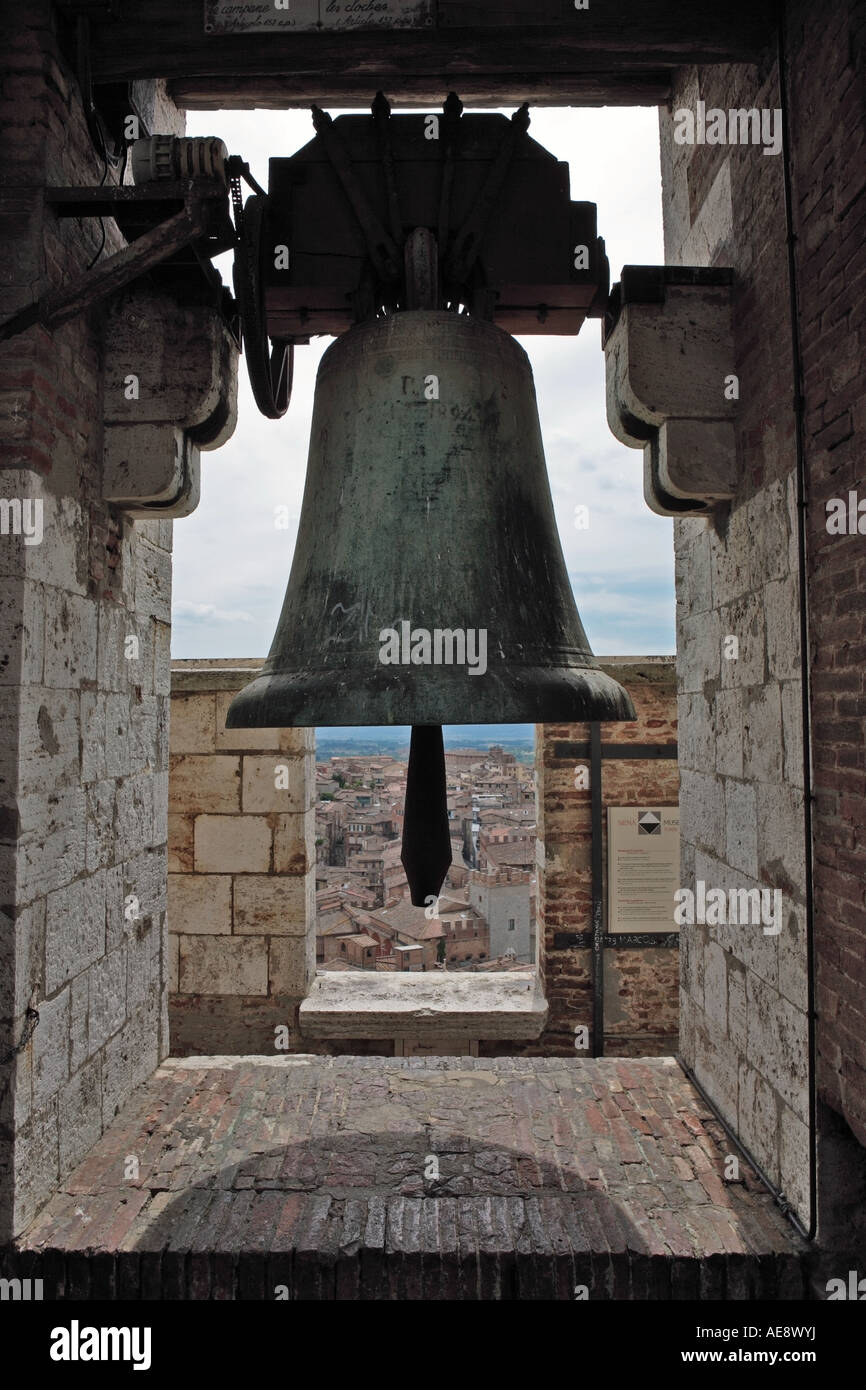 Bell of the Clock Tower of Sienna Palazzo Pubblico on Piazza del Campo ...