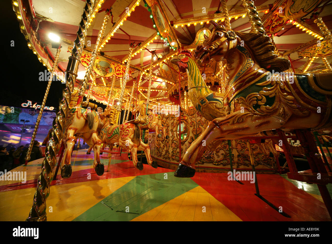 Carousel at Goose Fair, Nottingham Stock Photo - Alamy
