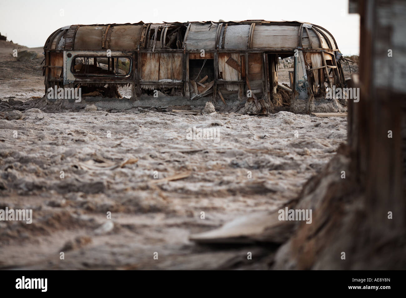 Sunken Bus in Mud at Sunset Stock Photo - Alamy