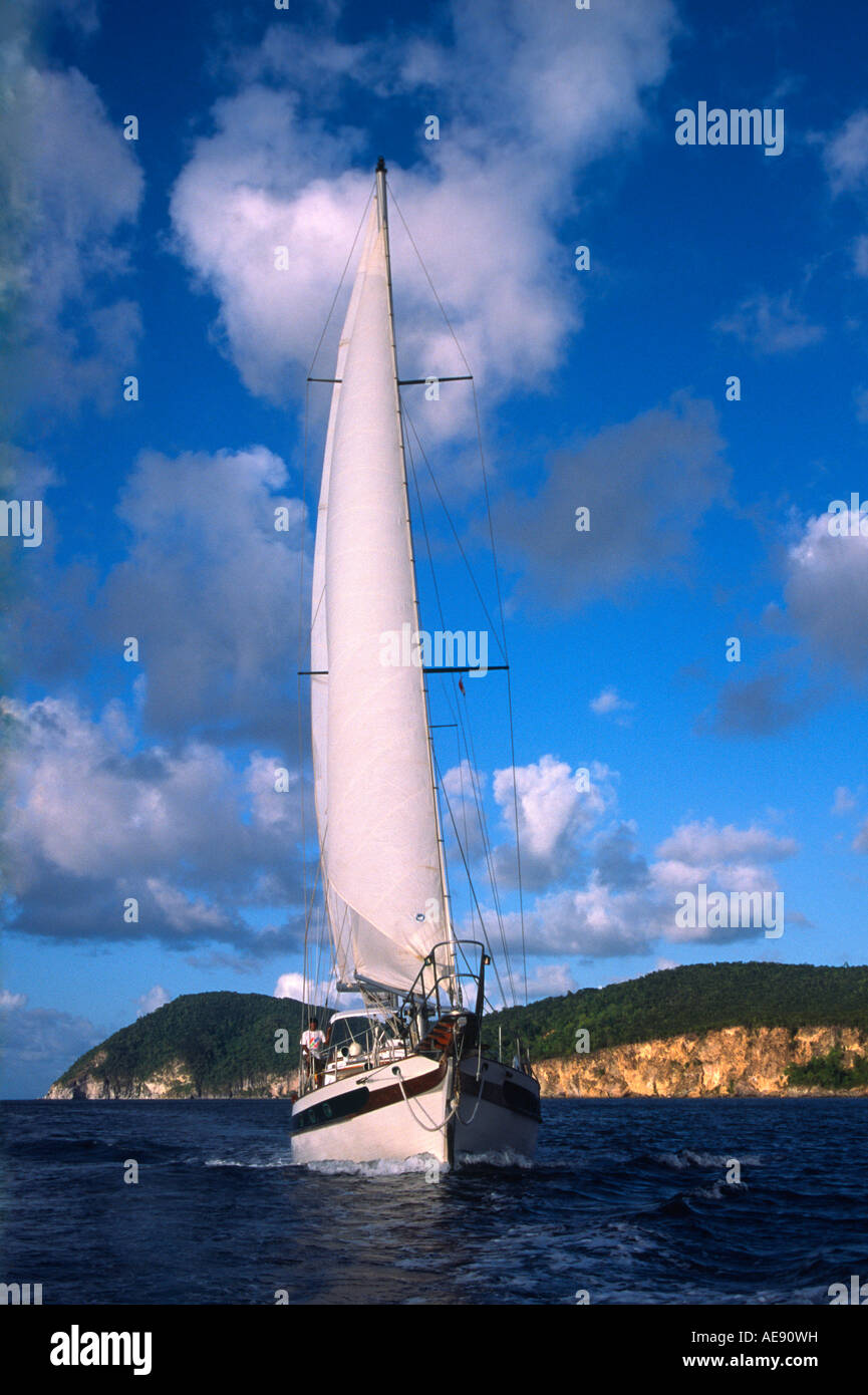 Sailing Boat on The Caribbean Sea Stock Photo - Alamy