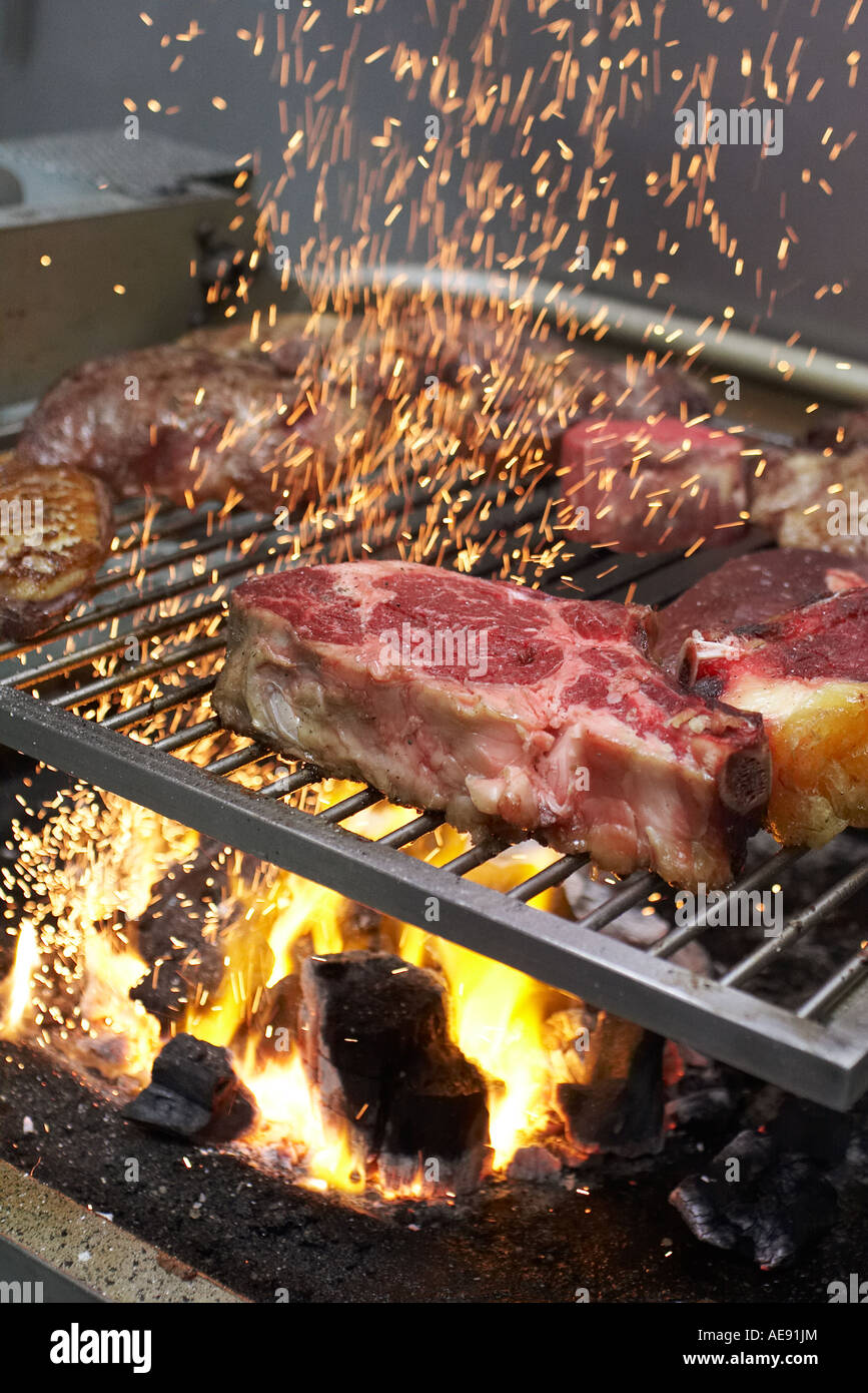 Steak in restaurant kitchen Stock Photo - Alamy