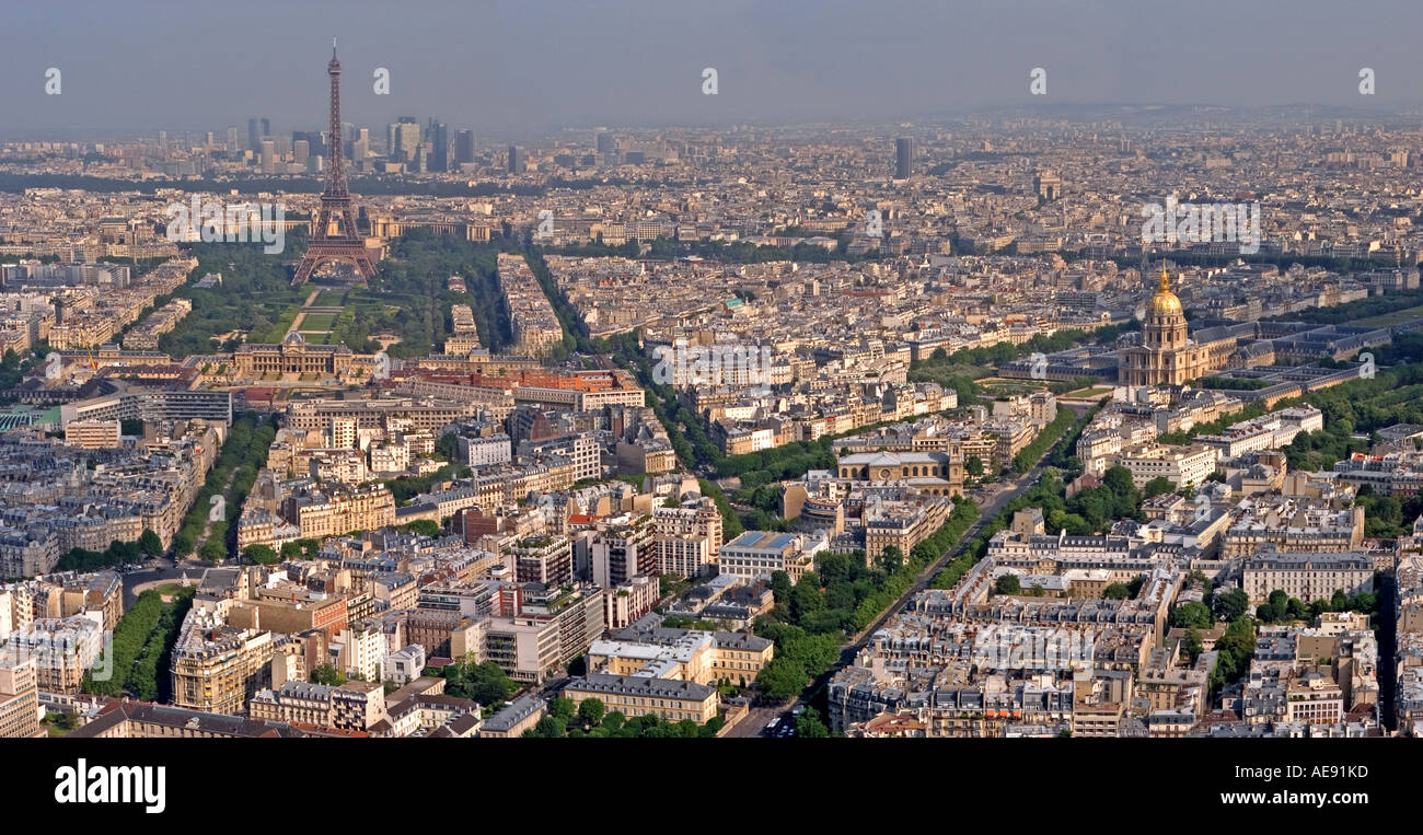 Paris, France. View from Tour Montparnasse including Eiffel Tower, Arc de Triomphe and Les ...