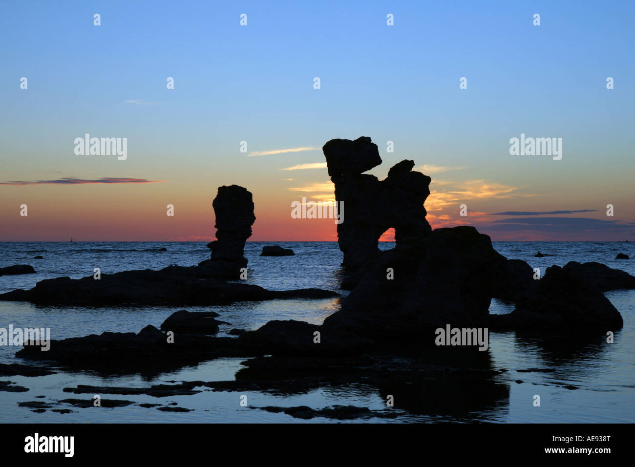 Natural seastacks in Fårö, Gotland, called Rauks. This rauk is one of ...