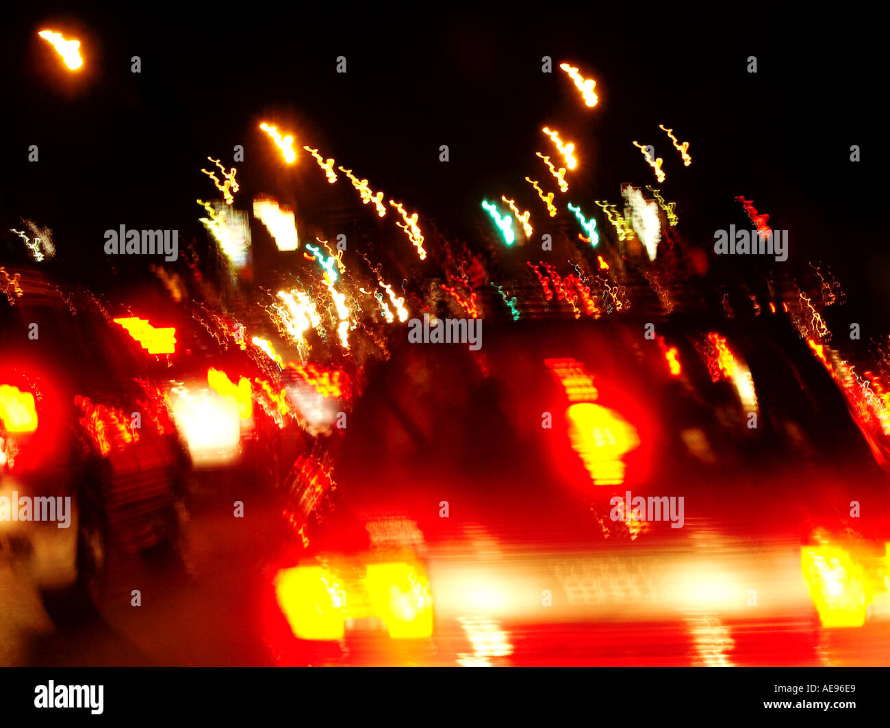 Cars and lights at night during heavy rush hour traffic Stock Photo - Alamy