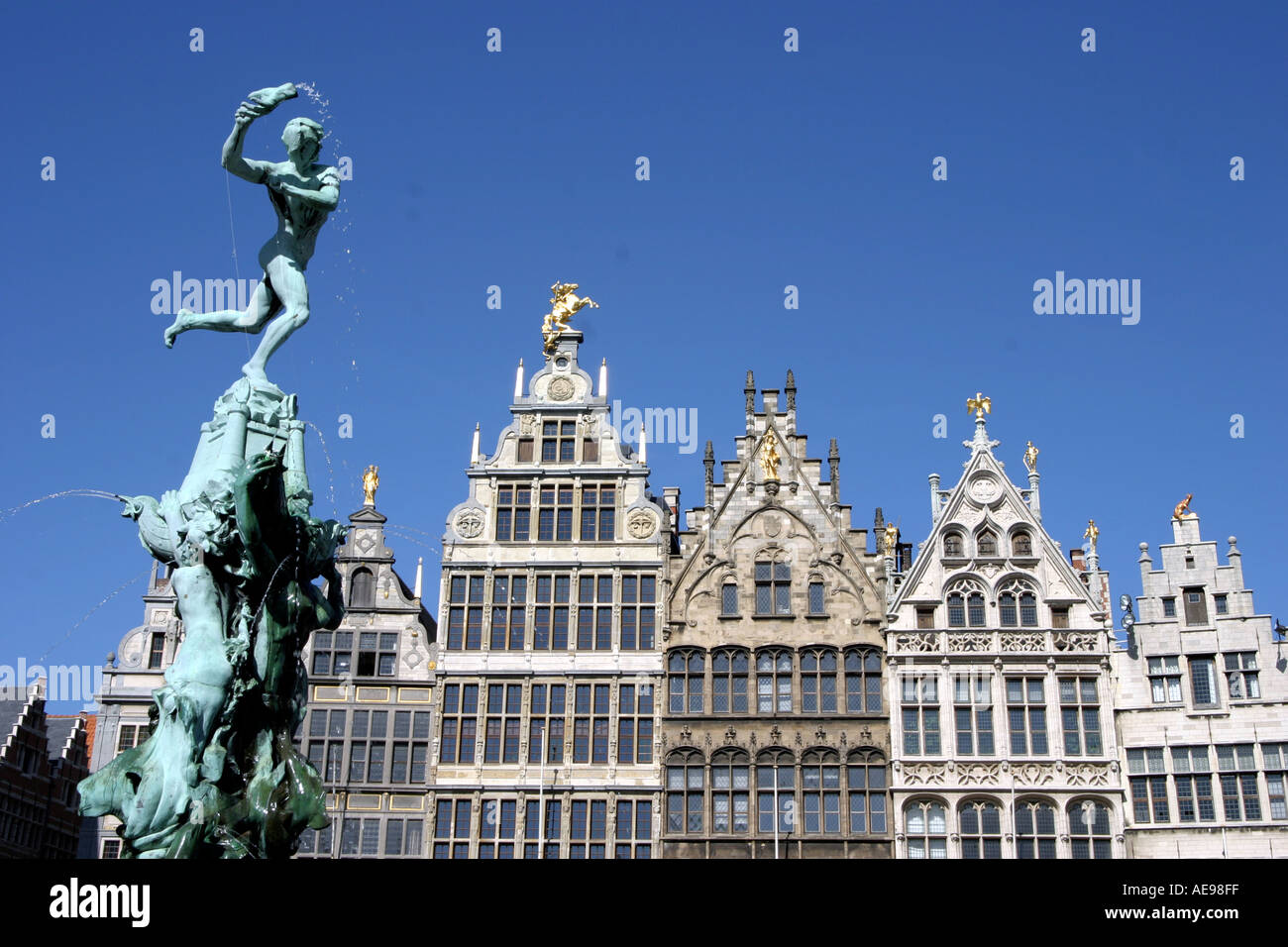 statue BRABO and city hall ANTWERP Stock Photo - Alamy