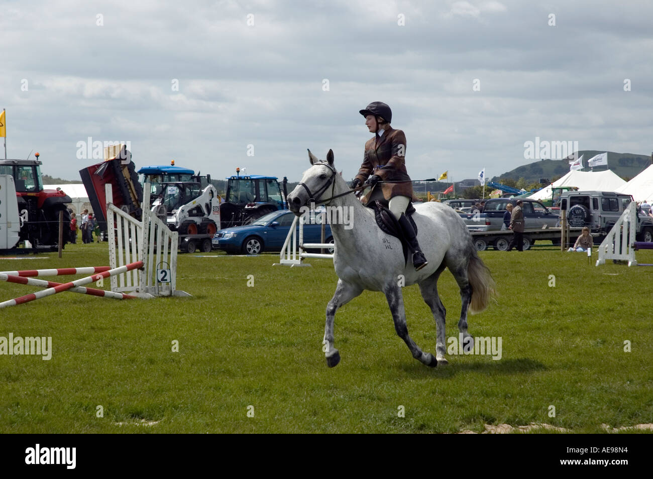 Female rider showjumping on grey mare horse Central and West Fife ...