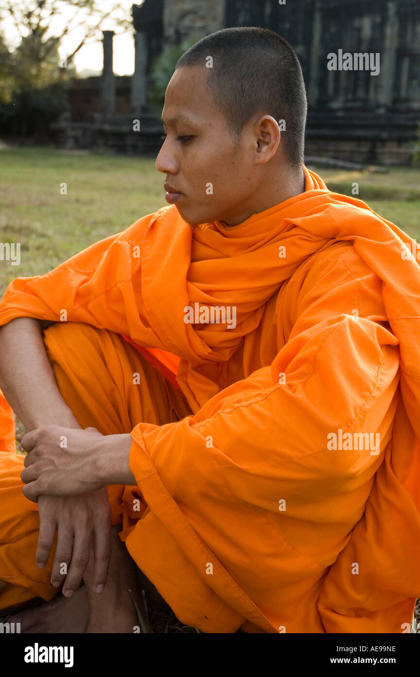 Stock photo of a novice monk at the ancient temple of Angkor Wat in ...