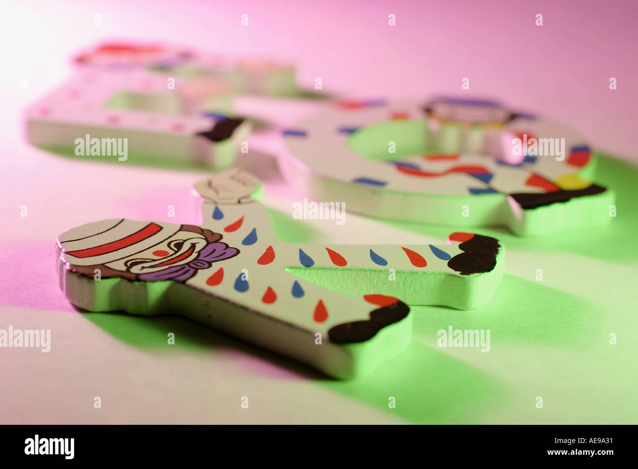 Wooden Clown Alphabets Stock Photo - Alamy