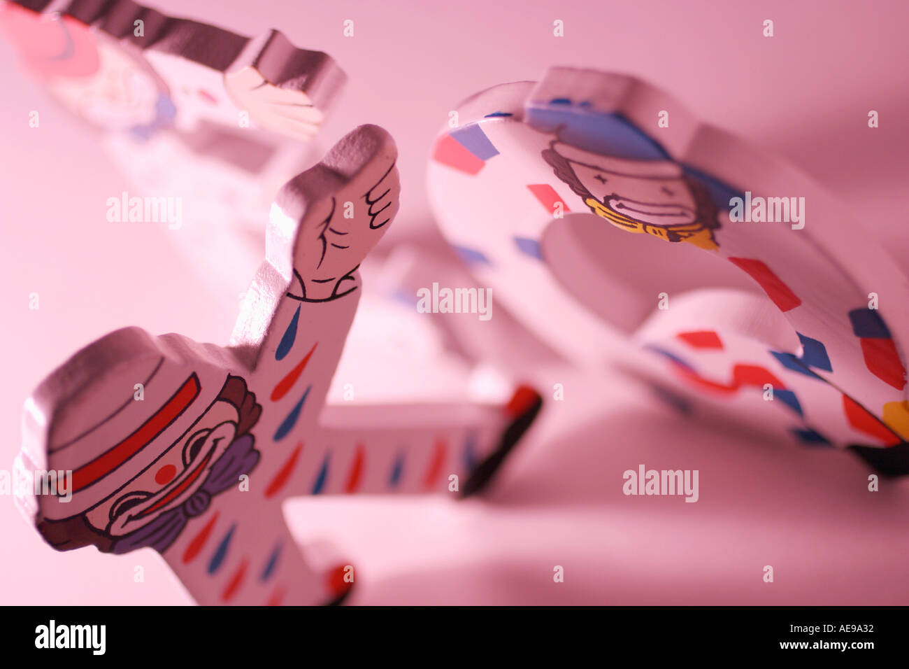 Wooden Clown Alphabets Stock Photo - Alamy