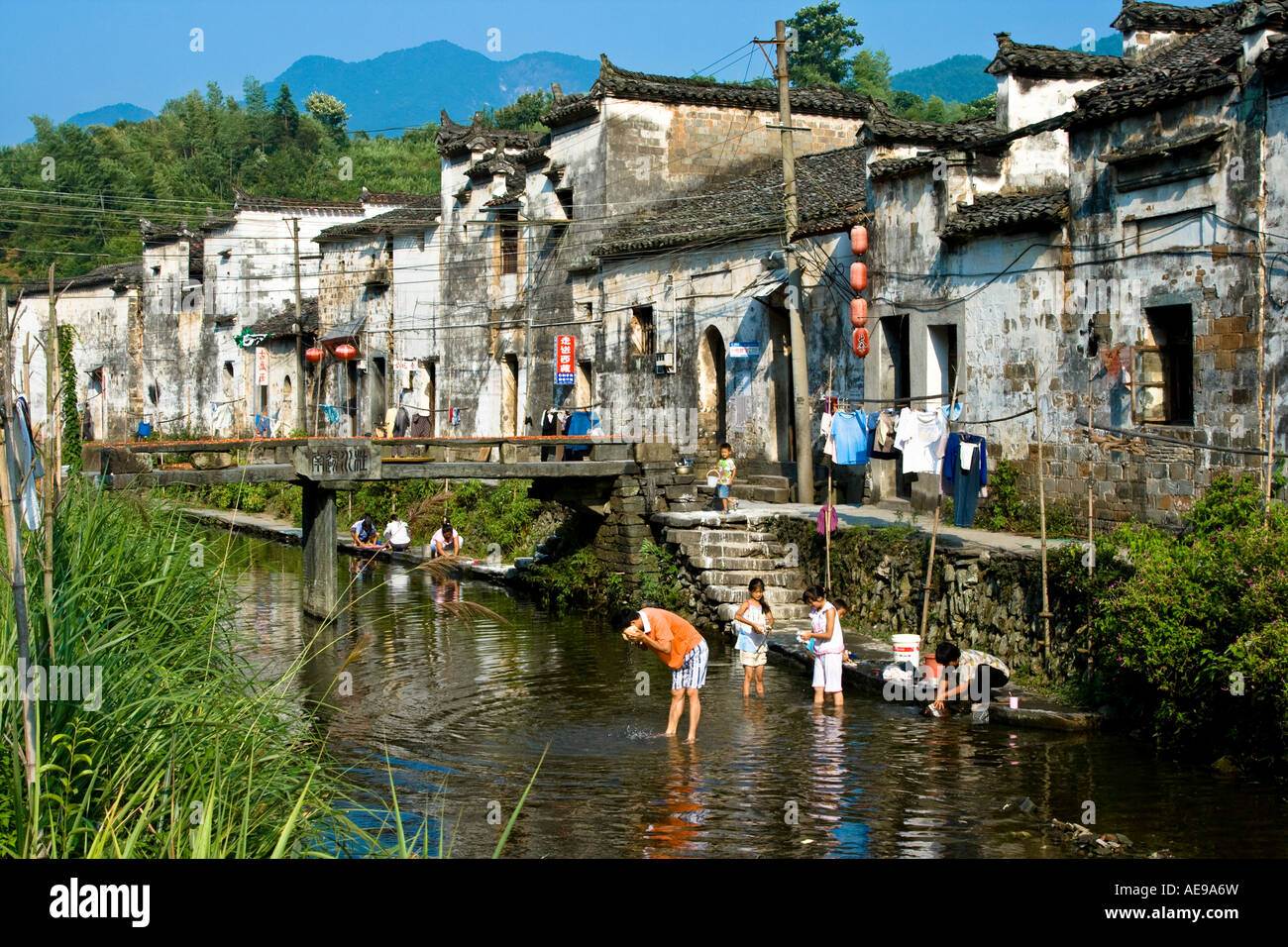 Riverside Village Scenic Architecture Likeng Ancient Huizhou Style ...