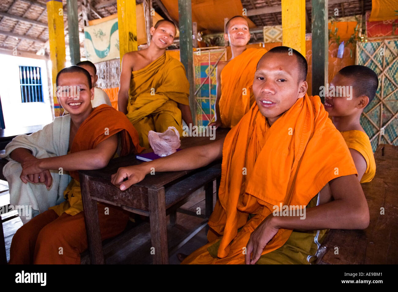 Stock photo of novice monks in a classroom at Bakong Monastery near ...