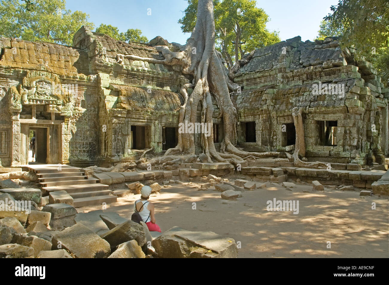 The ancient Angkorian temple of Ta Prohm near Angkor Wat in Cambodia ...