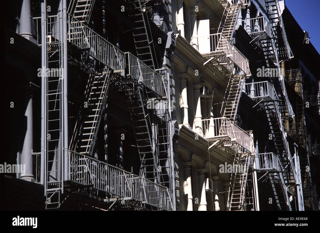 Fire escapes on the outside of Manhatten lofts Stock Photo - Alamy