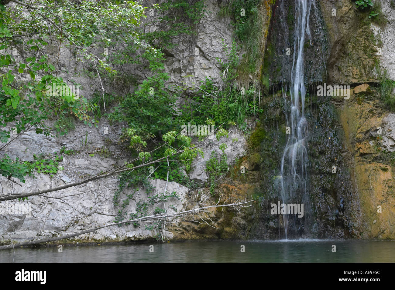 The last and highest waterfall of Perino River Valtrebbia Italy Stock ...