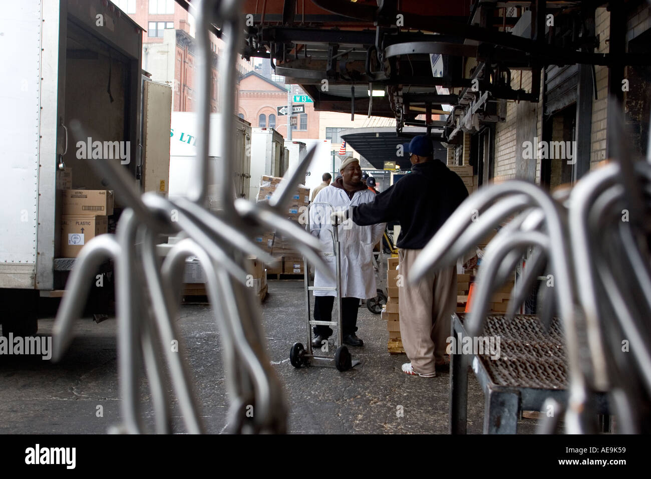 workers at the meat packing district Manhattan New York USA Stock Photo ...