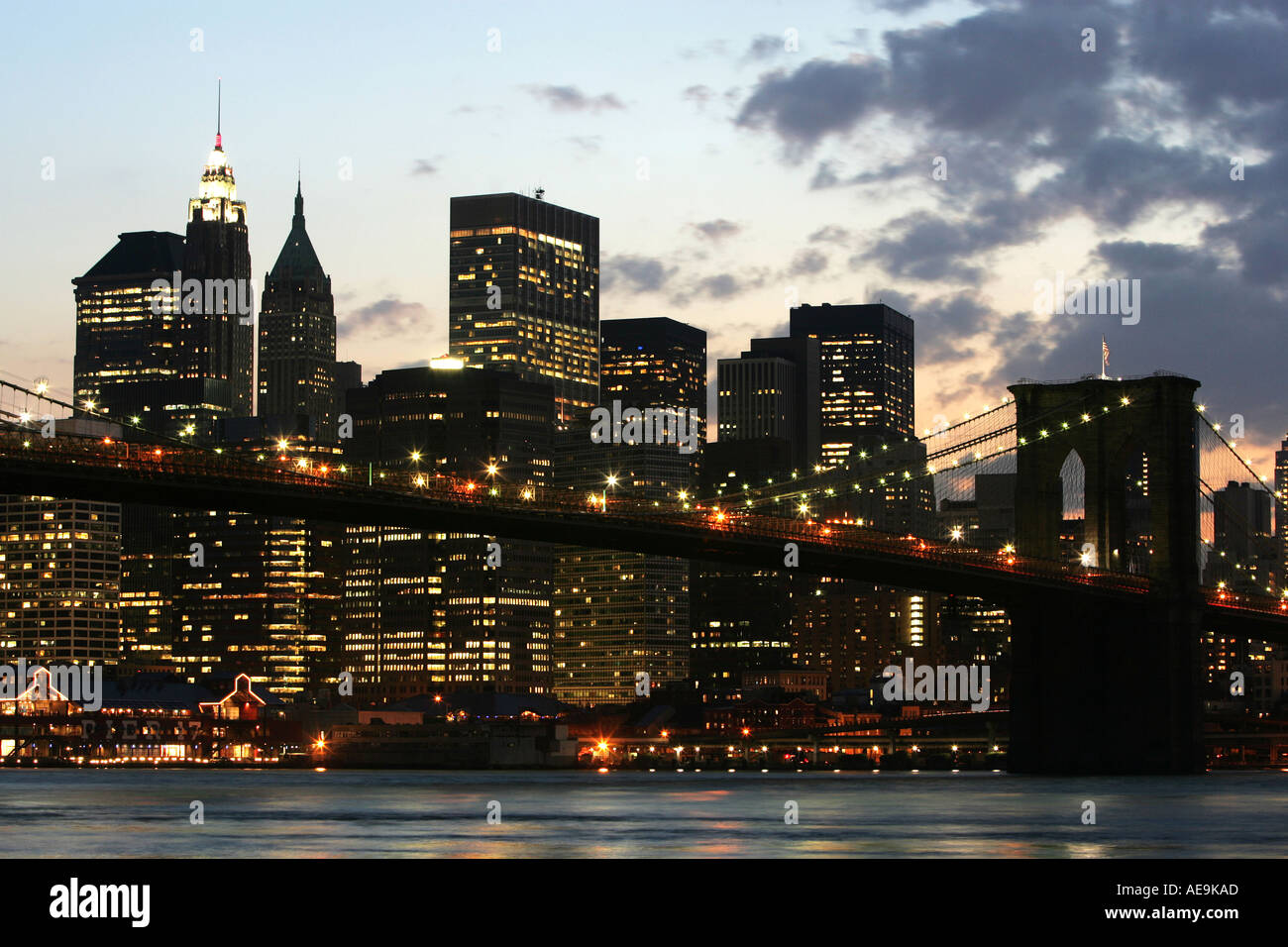 Skyline of South Manhattan at dusk Stock Photo - Alamy