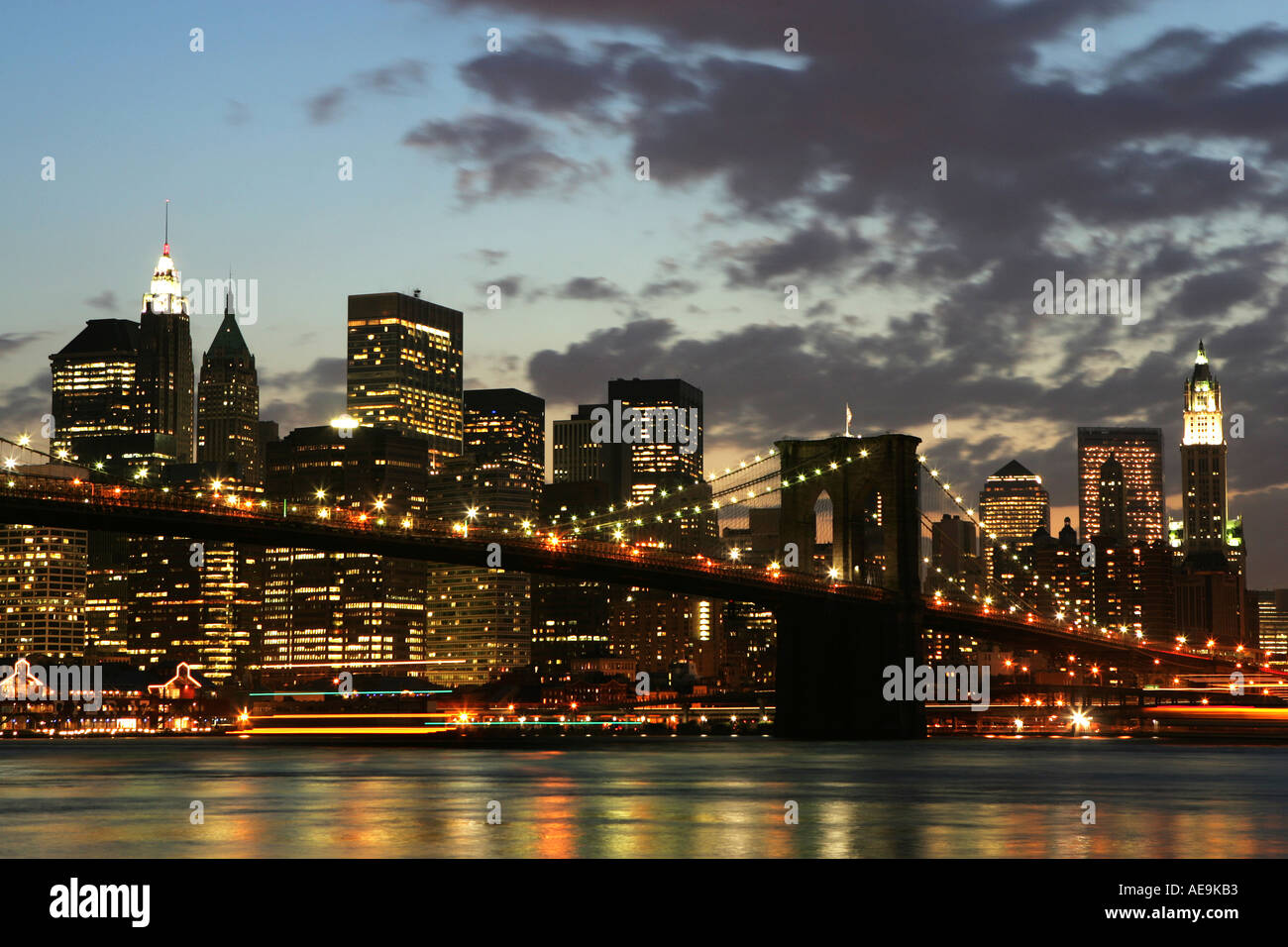 Skyline of South Manhattan at dusk Stock Photo - Alamy