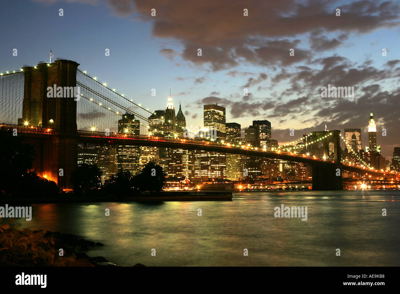 Skyline of South Manhattan at dusk Stock Photo - Alamy